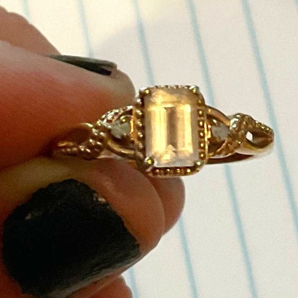Jewelry | Ladies Antique Emerald Cut Rose Gold Diamond Masonite Ring ...